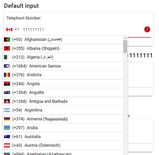 Vue Telephone Input Plugin For Qasar Frameork Vue Script